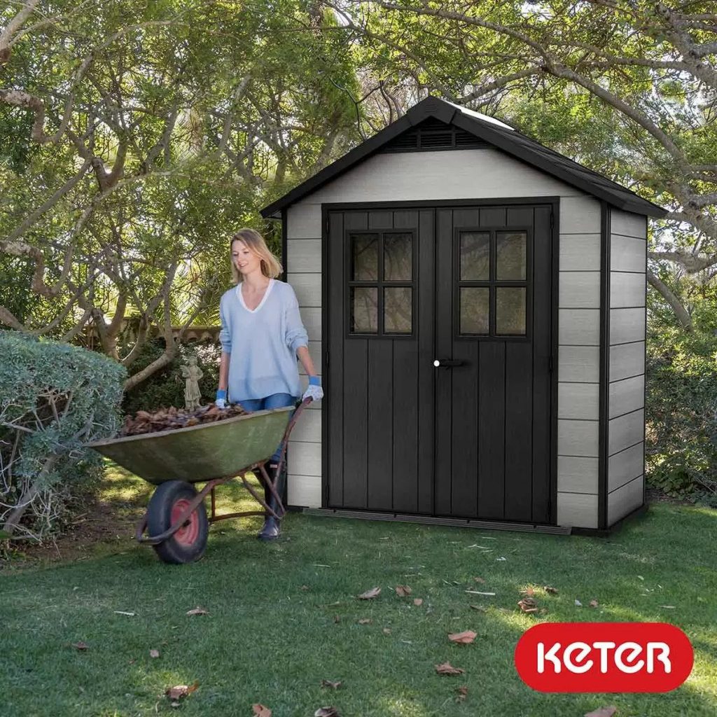 Keter 7.5′ x 4′ Oakland Heavy Duty Plastic Shed – Grey → ShedMaster UK ...
