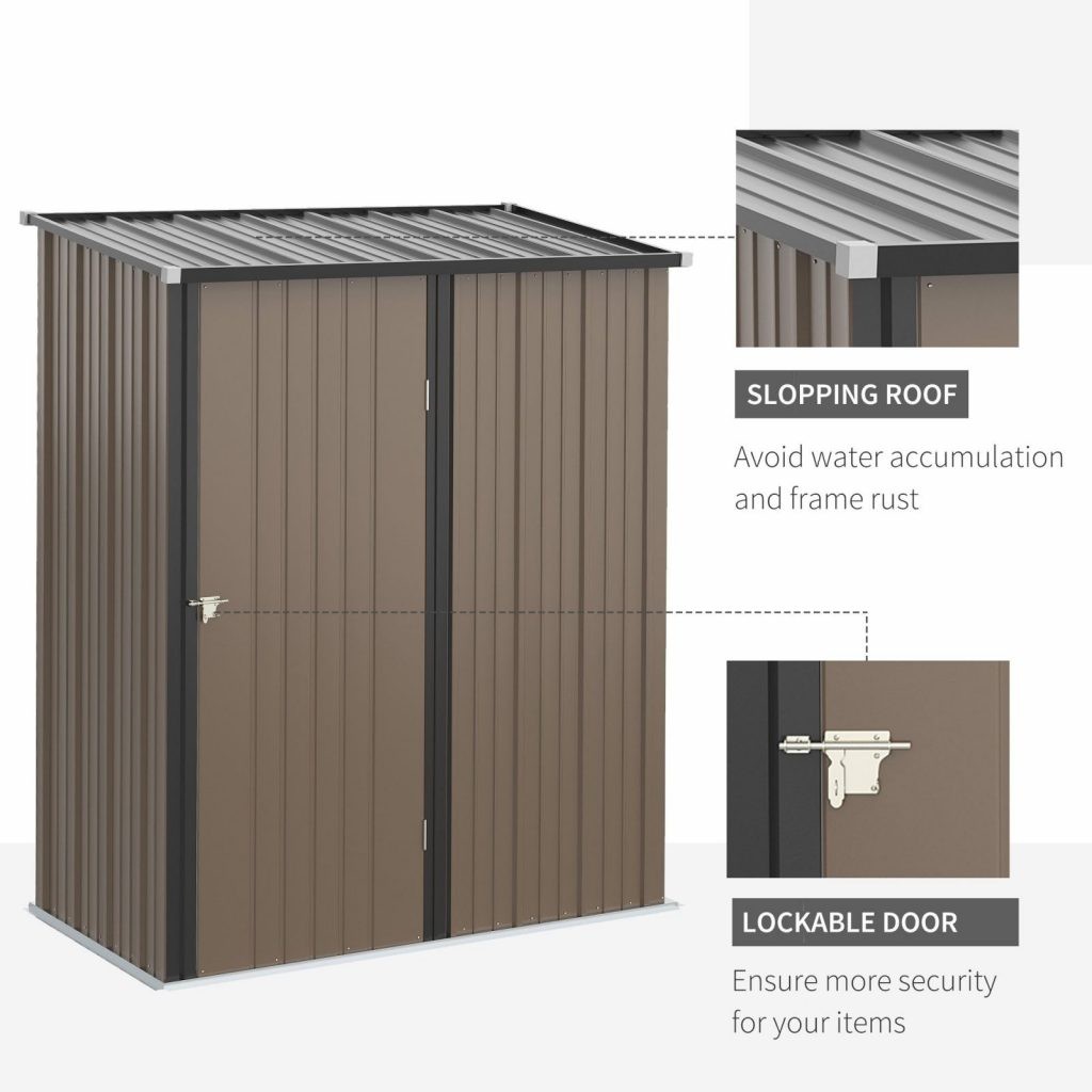 Outsunny 5ft x 3ft Metal Garden Storage Shed – Brown → ShedMaster UK ...