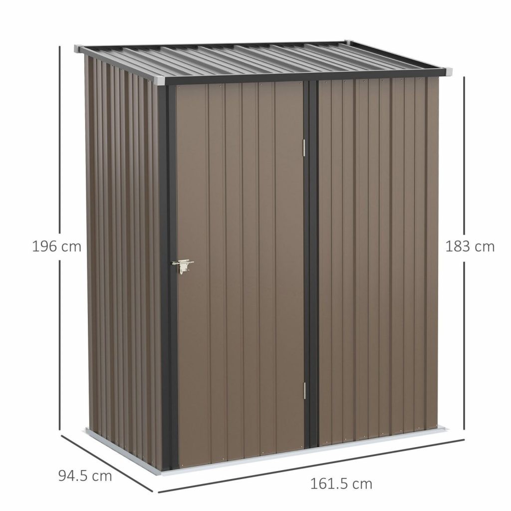 Outsunny 5ft x 3ft Metal Garden Storage Shed – Brown → ShedMaster UK ...