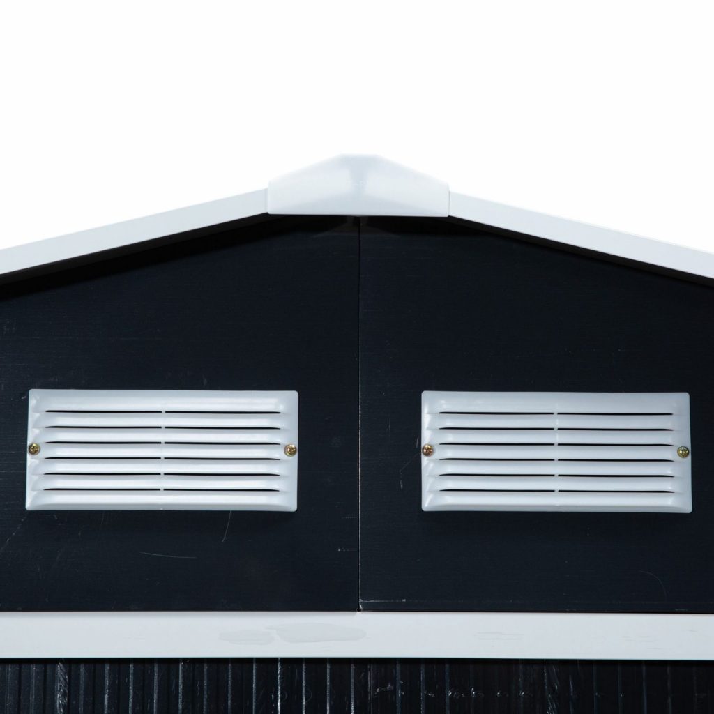 Outsunny 9ft x 6ft Metal Garden Shed – Dark Grey with Foundation Grid → ...