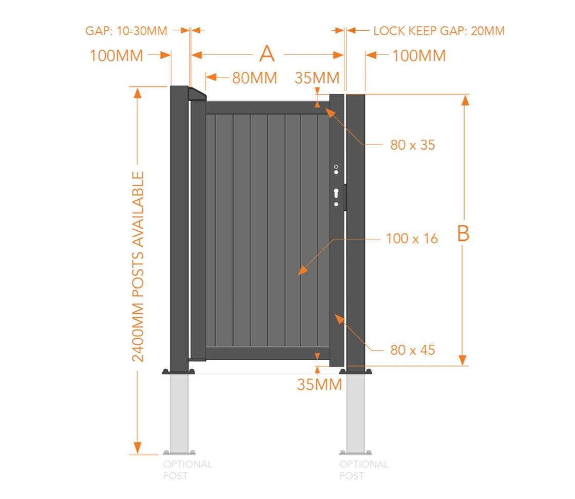 Readymade – Vertical Pedestrian Gate 850mmx1800mm Black or Grey → ...