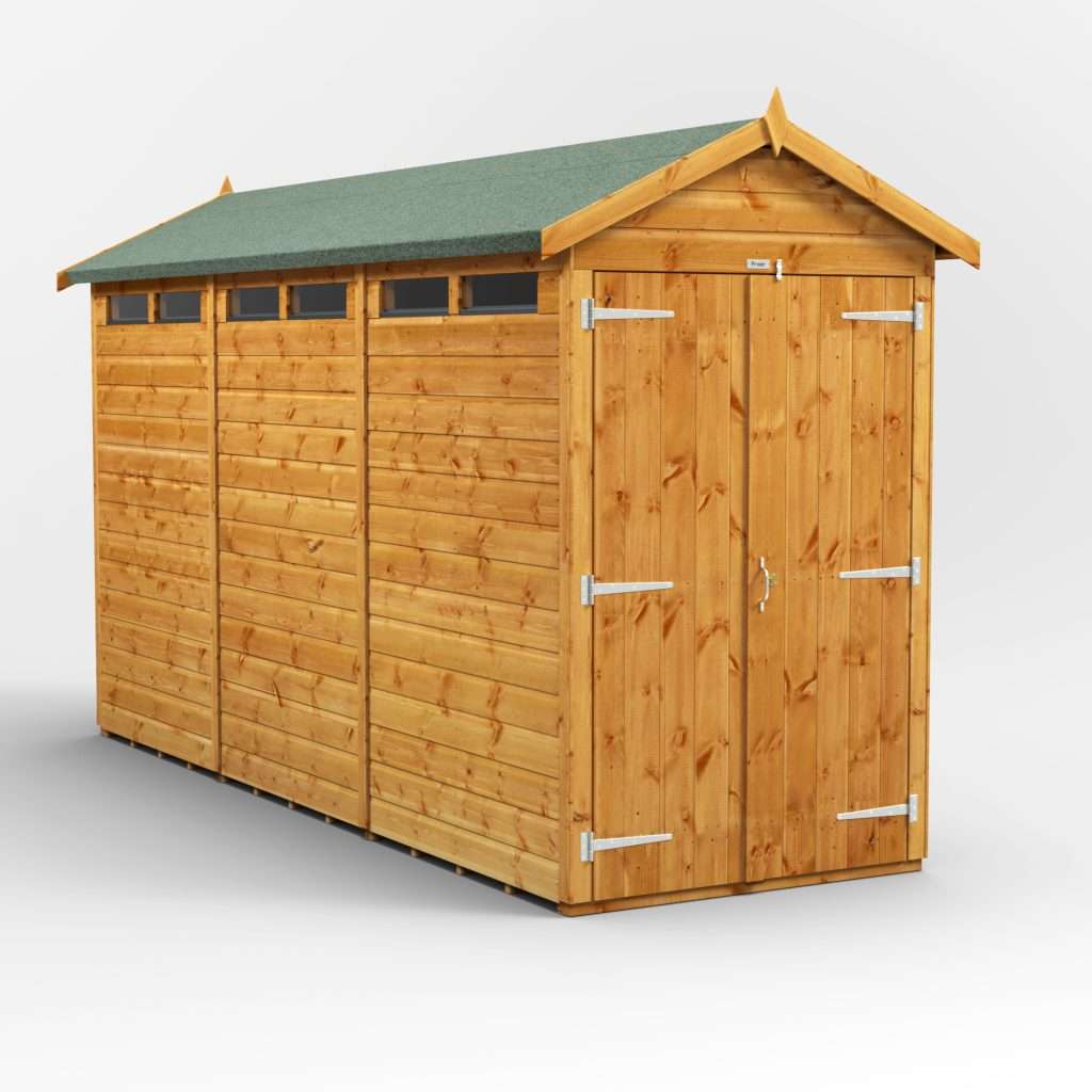 Power 12’x4′ Tongue and Groove Security Timber Apex Shed with Toughened ...