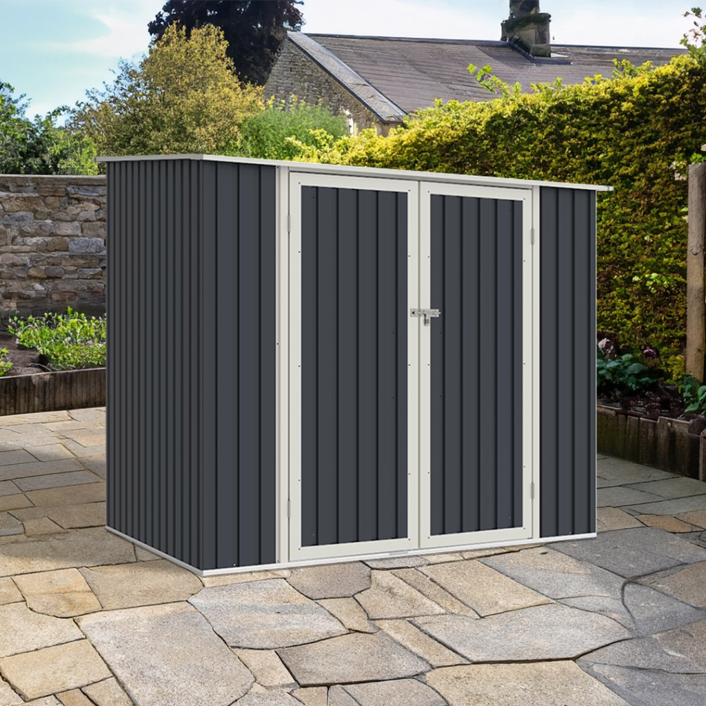 New Lotus Phoebe 7’x5′ Metal Shed – Grey → ShedMaster UK | Garden Sheds ...