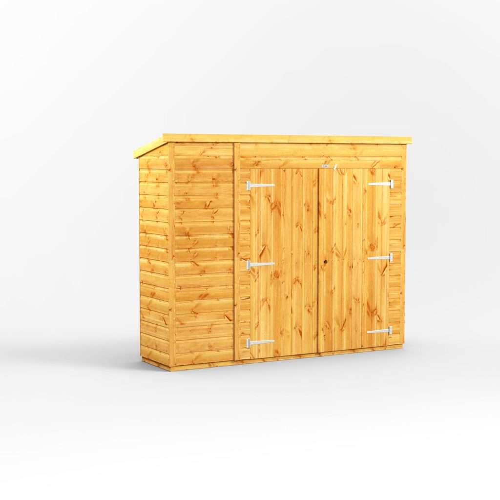 Power 8’x2′ Tongue and Groove Timber Pent Storage Shed – Wide Double ...