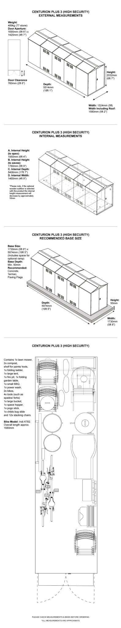 Asgard 5’x18′ Centurion Heavy Duty Metal Shed – with 5 Point Locking ...