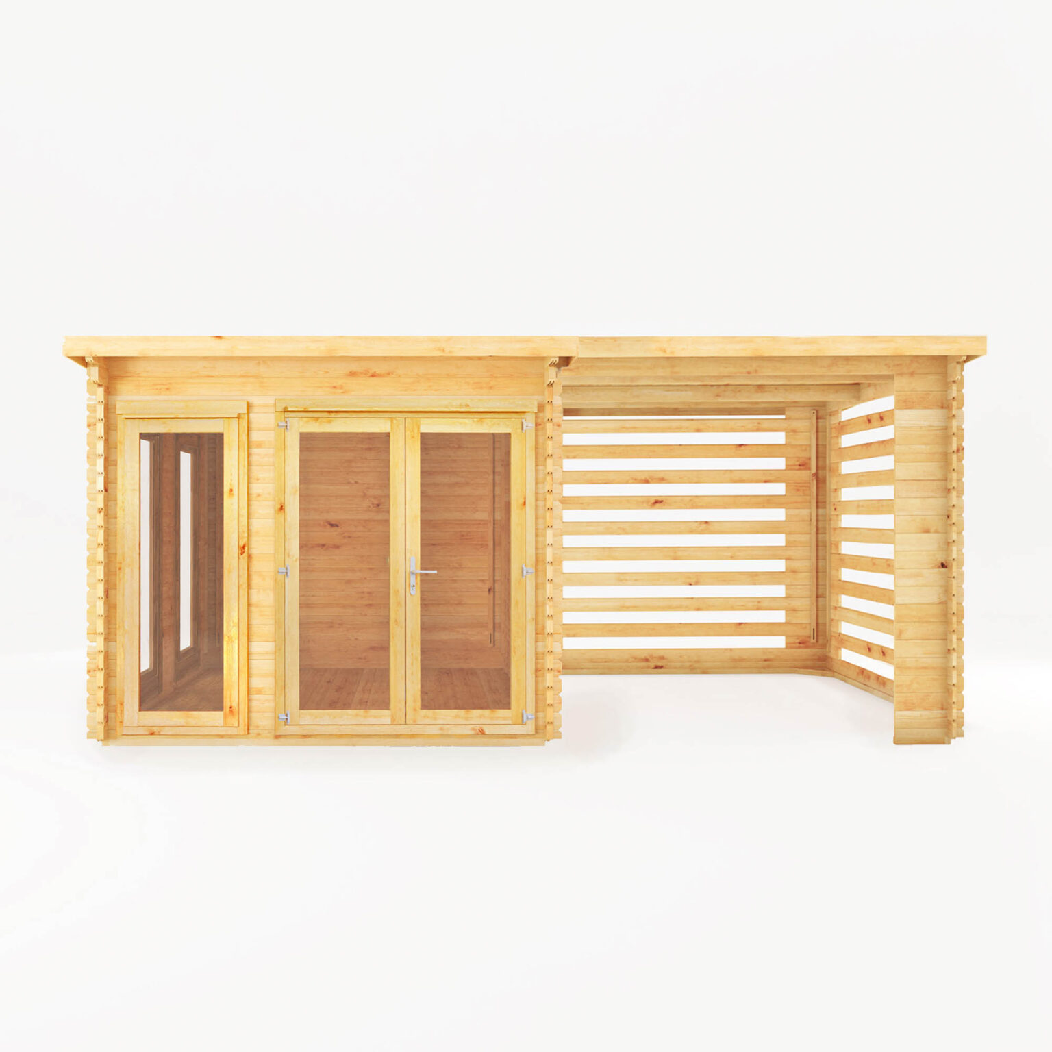 Mercia 20’x11′ Studio Pent Log Cabin with Slatted Area – 28mm (Expected ...